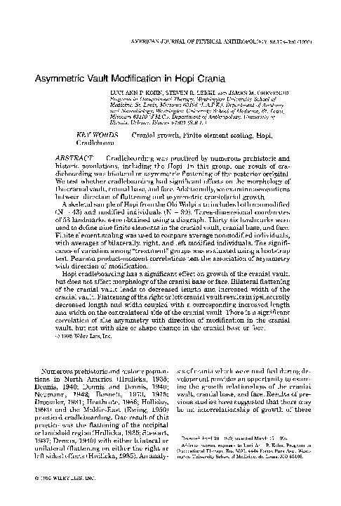 (PDF) Asymmetric vault modification in Hopi crania