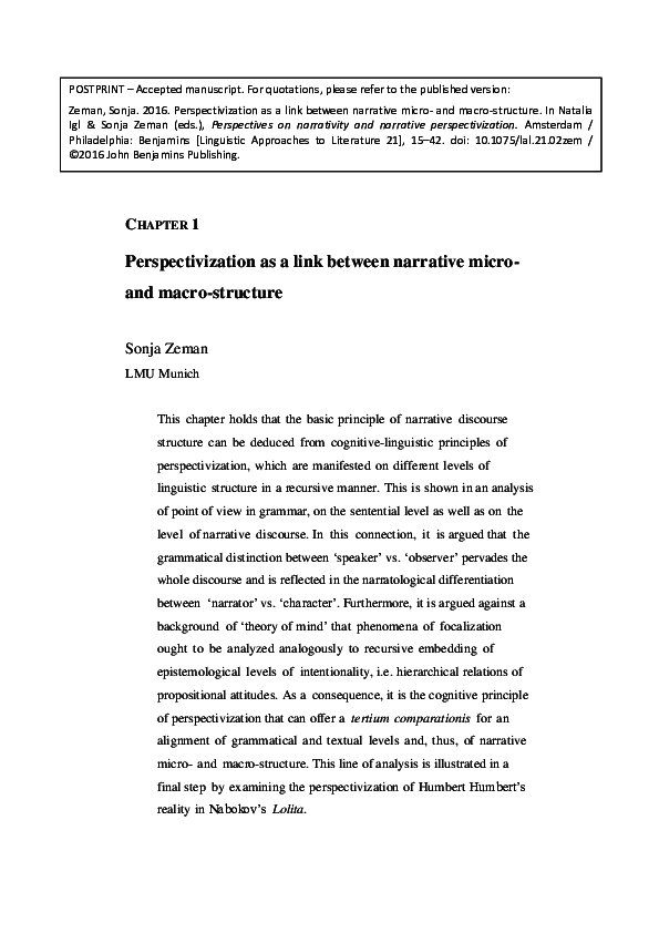 (PDF) Perspectivization as a link between narrative micro- and macro ...