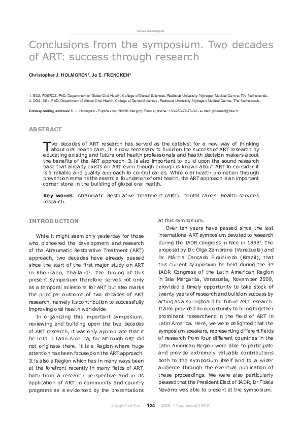 (PDF) Conclusions from the symposium: Two decades of ART: success ...