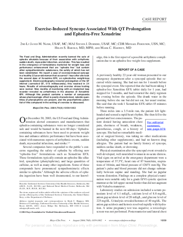 (PDF) Exercise-Induced Syncope Associated With QT Prolongation and ...