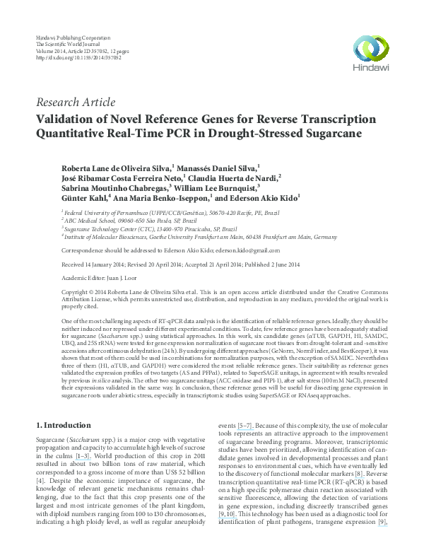 (PDF) Validation of Novel Reference Genes for Reverse Transcription Quantitative Real-Time PCR ...