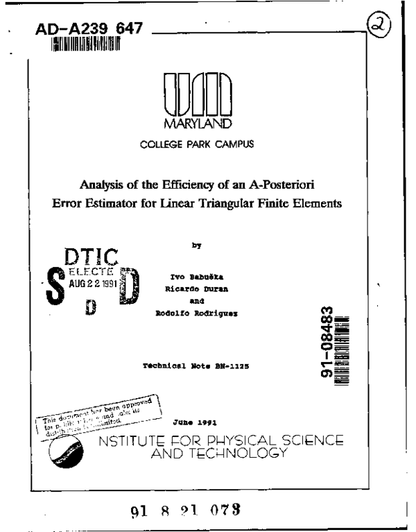 Pdf Analysis Of The Efficiency Of An A Posteriori Error Estimator For