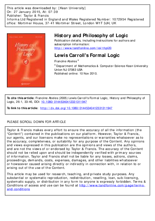 (PDF) Lewis Carroll's Formal Logic