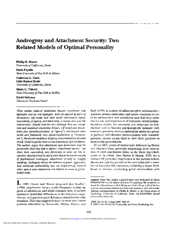 (PDF) Androgyny and Attachment Security: Two Related Models of Optimal ...