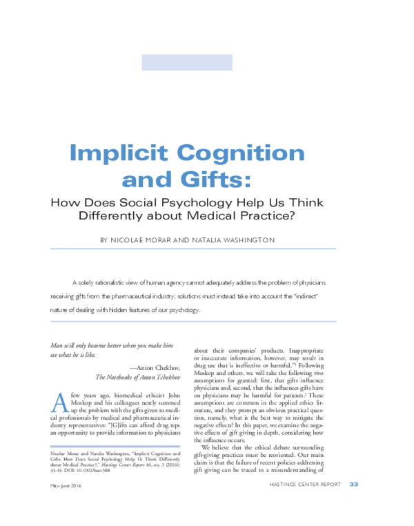 (PDF) Implicit Cognition and Gifts: How does social psychology help us ...