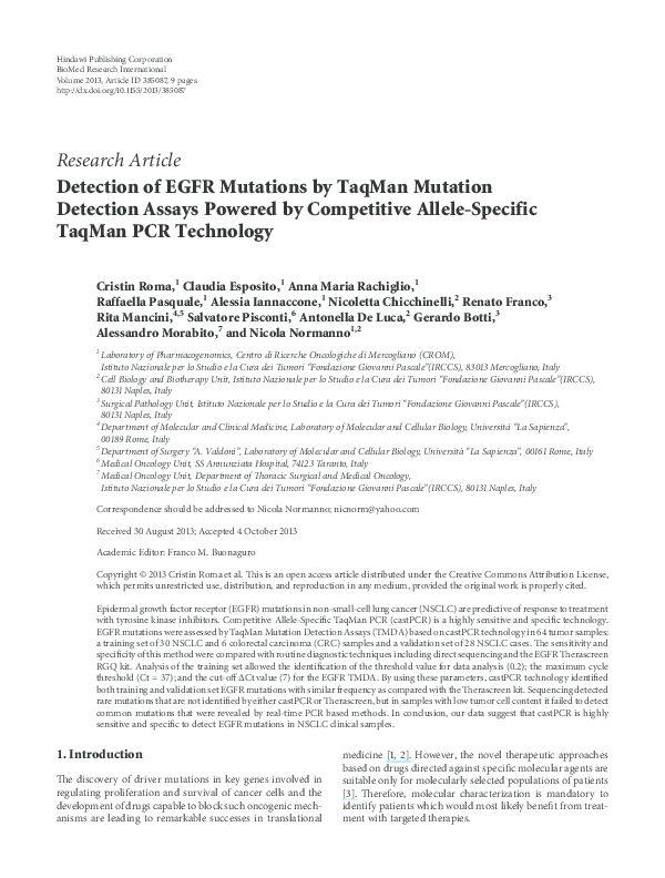 (PDF) Detection of EGFR mutations by TaqMan mutation detection assays ...