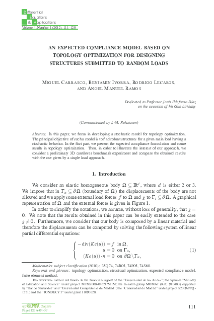 Pdf An Expected Compliance Model Based On Topology Optimization For Designing Structures