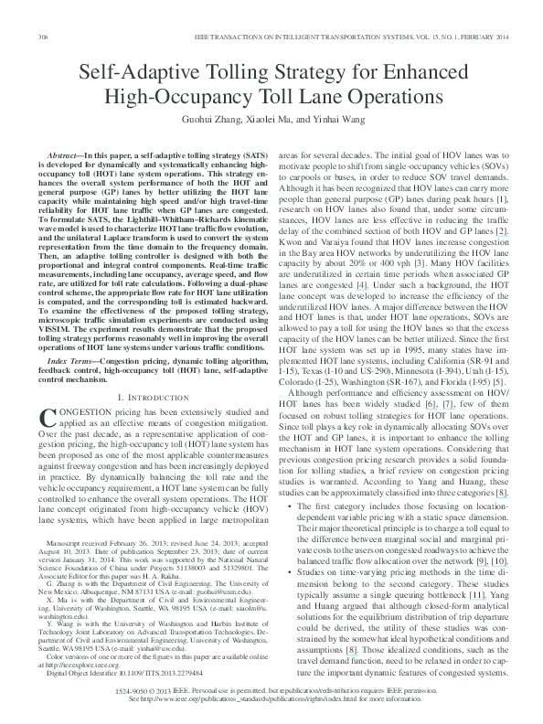 (PDF) Self-adaptive tolling strategy for enhanced high-occupancy toll ...