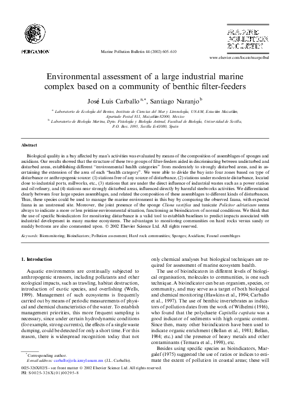 (PDF) Environmental assessment of a large industrial marine complex ...