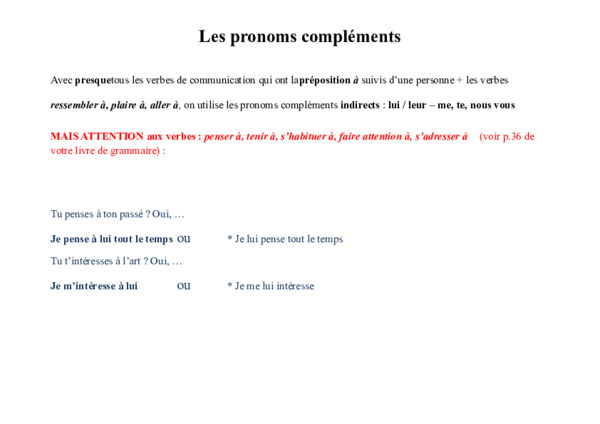 (DOC) Les pronoms compléments