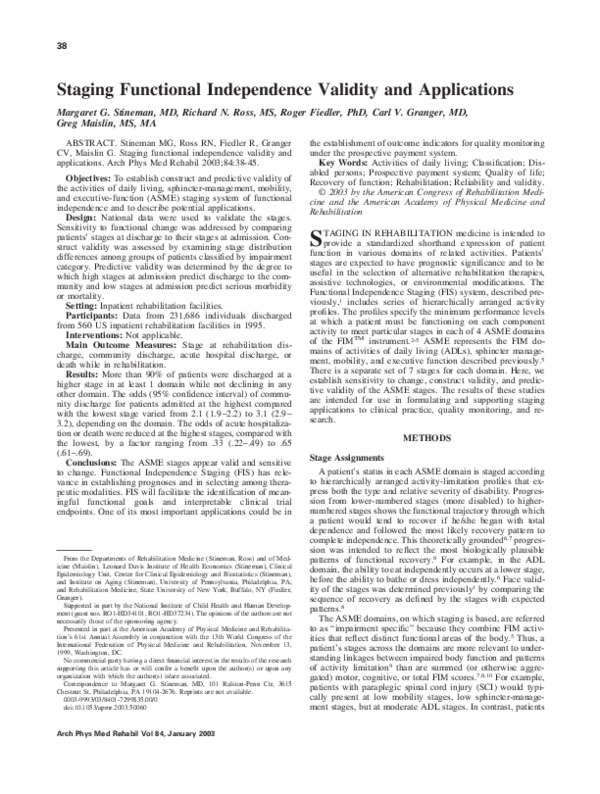 (PDF) Staging functional independence validity and applications