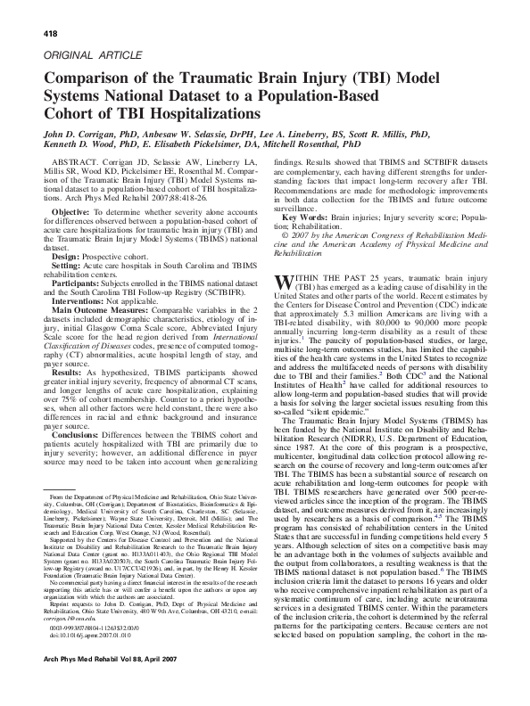 (PDF) Comparison of the Traumatic Brain Injury (TBI) Model Systems ...