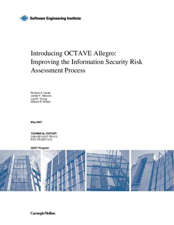 (PDF) Introducing OCTAVE Allegro: Improving the Information Security Risk Assessment Process ...