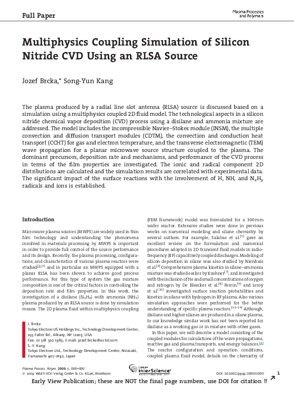 (PDF) Multiphysics Coupling Simulation of Silicon Nitride CVD Using an ...