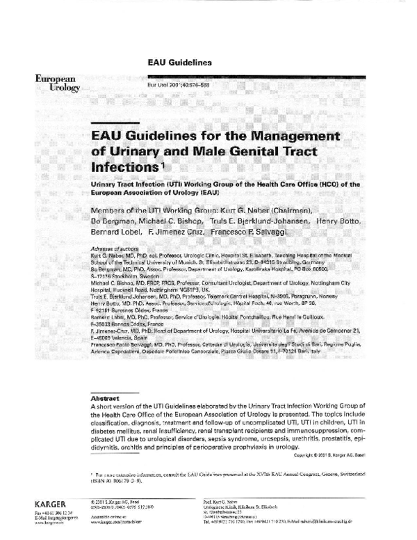 (PDF) EAU guidelines for the management of urinary and male genital ...