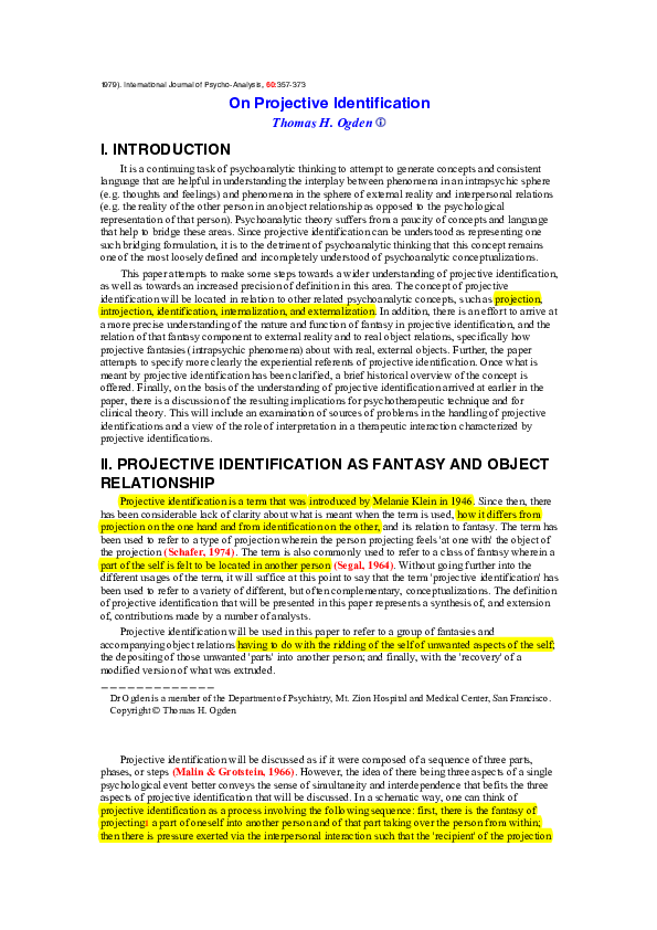 (PDF) On Projective Identification