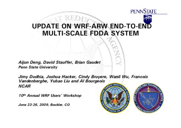 (PDF) 1.9 UPDATE ON WRF-ARW END-TO-END MULTI-SCALE FDDA SYSTEM