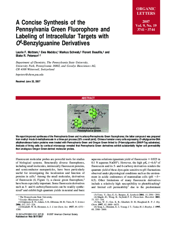 (PDF) A Concise Synthesis of the Pennsylvania Green Fluorophore and ...