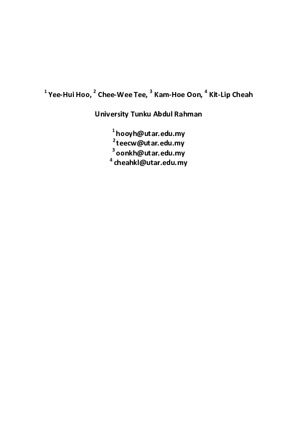 (PDF) Yee-Hui Hoo, 2 Chee-Wee Tee, 3 Kam-Hoe Oon, 4 Kit-Lip Cheah ...