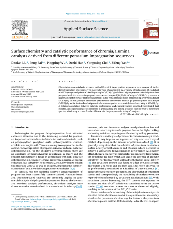 (PDF) Surface chemistry and catalytic performance of chromia/alumina ...