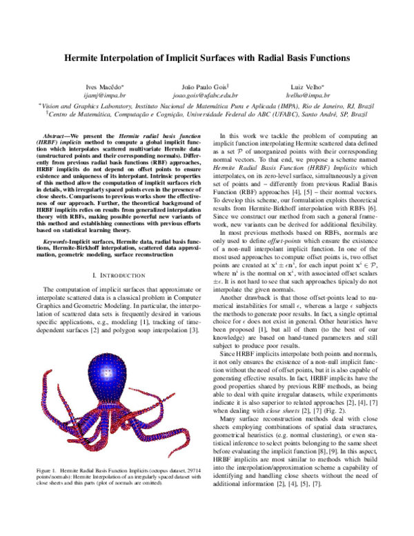 Pdf Hermite Interpolation Of Implicit Surfaces With Radial Basis Functions