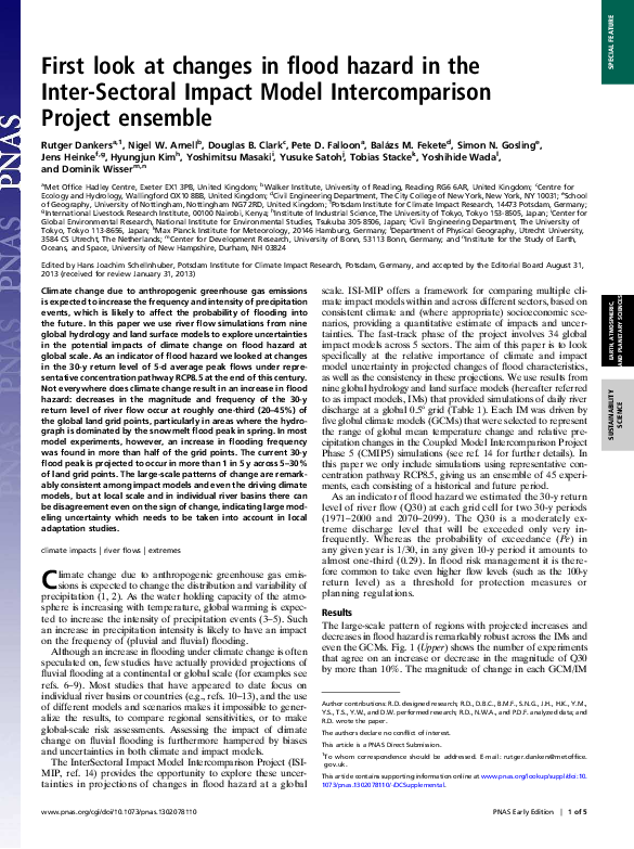 (PDF) First look at changes in flood hazard in the Inter-Sectoral ...