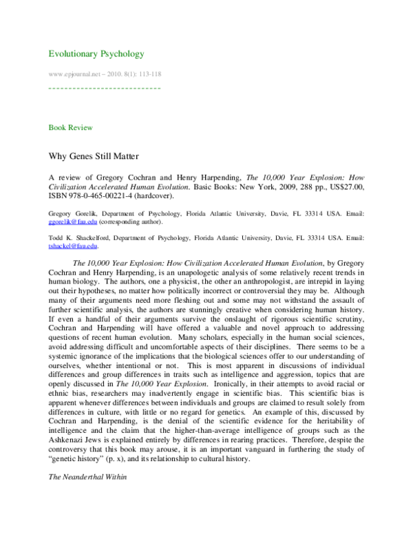 (PDF) Why genes still matter: A review of Gregory Cochran and Henry ...