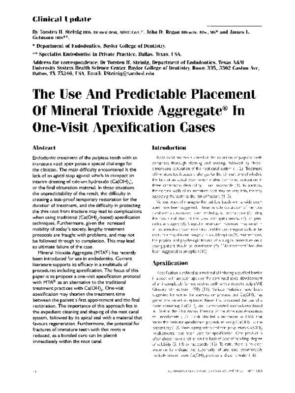 (PDF) The Use And Predictable Placement Of Mineral Trioxide Aggregate ...