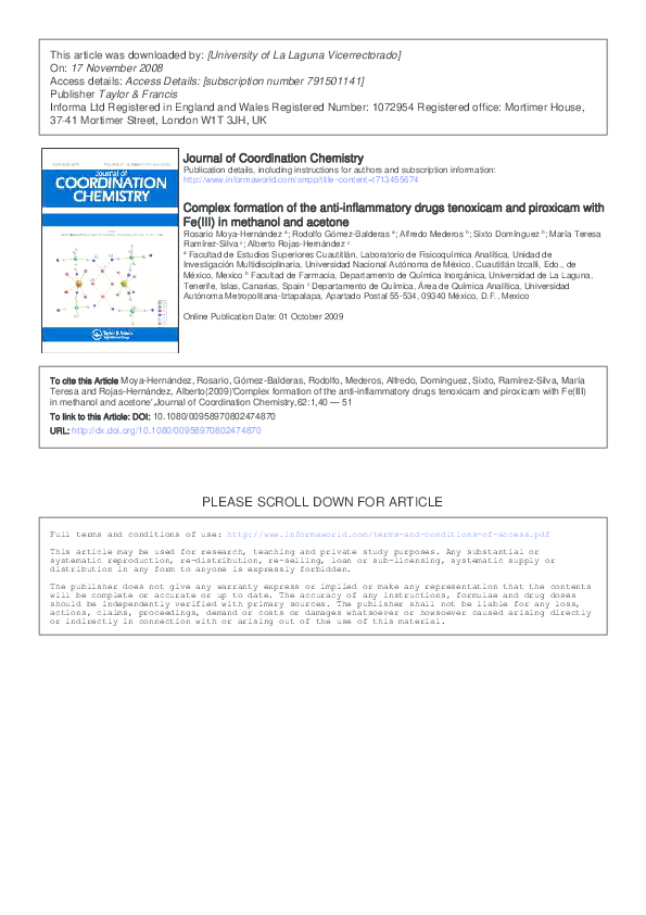 (PDF) Complex formation of the anti-inflammatory drugs tenoxicam and ...