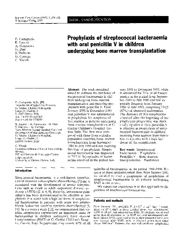(PDF) Streptococcal Bacteraemia Prophylaxis in Kids