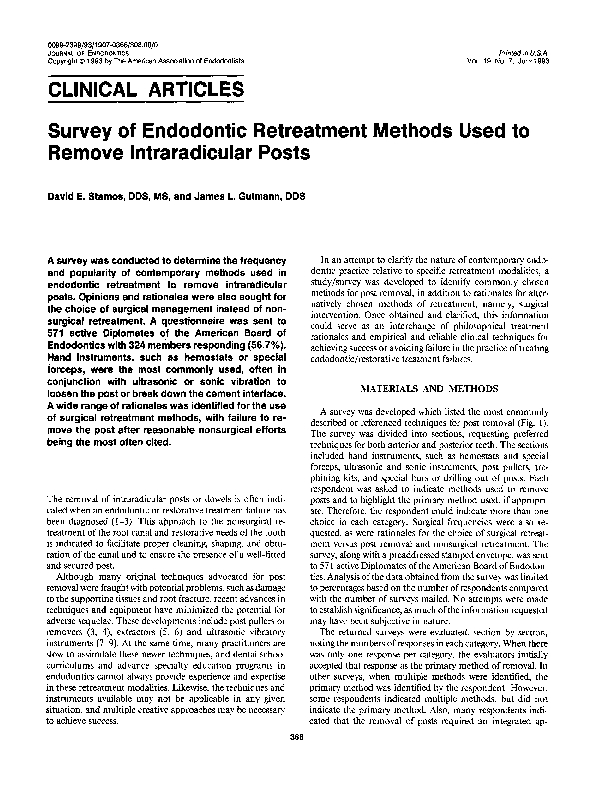 (PDF) Survey of endodontic retreatment methods used to remove ...