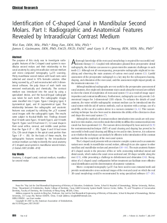 (PDF) Identification of C-shaped canal in mandibular second molars ...