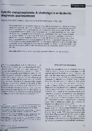 Calcific metamorphosis: A challenge in endodontic diagnosis and treatment