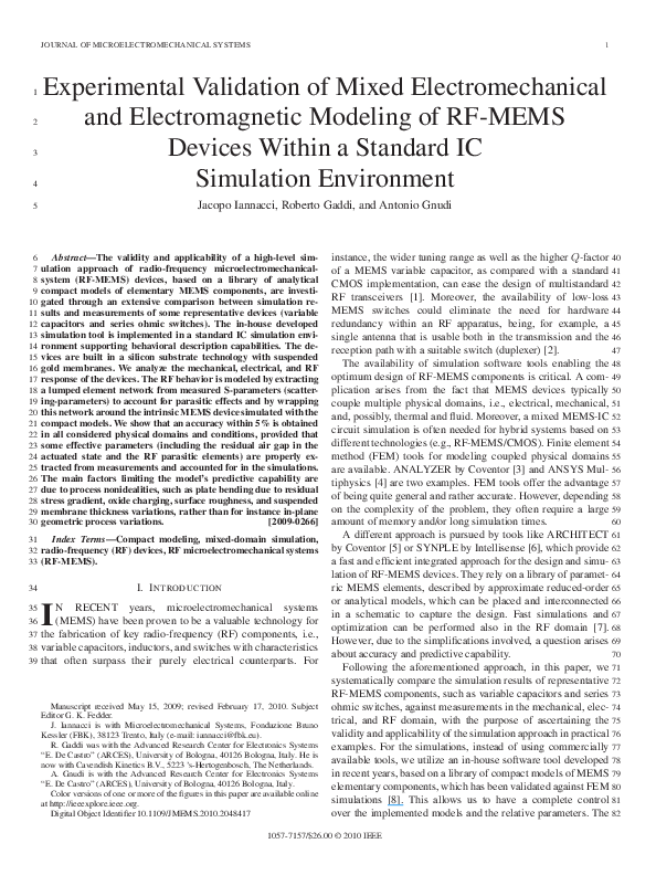 (PDF) Experimental Validation of Mixed Electromechanical and ...