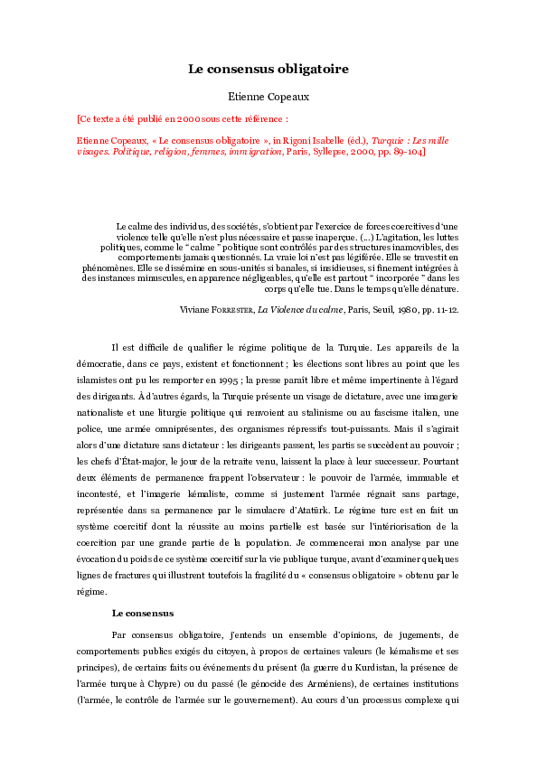 (PDF) Le consensus obligatoire (2000)
