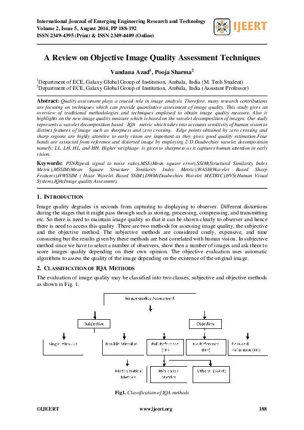 (PDF) A Review on Objective Image Quality Assessment Techniques