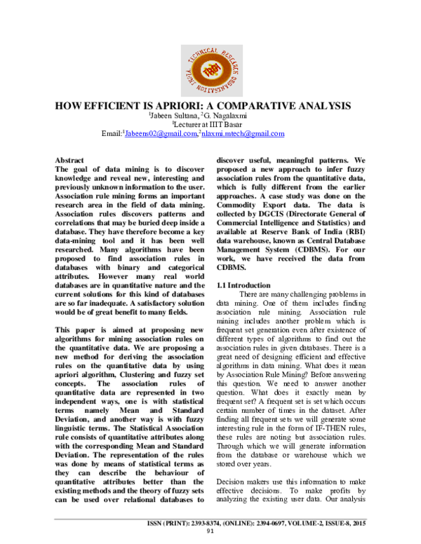 Pdf How Efficient Is Apriori A Comparative Analysis