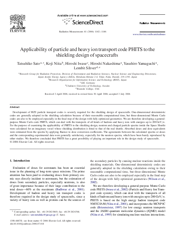 Pdf Applicability Of Particle And Heavy Ion Transport Code Phits To