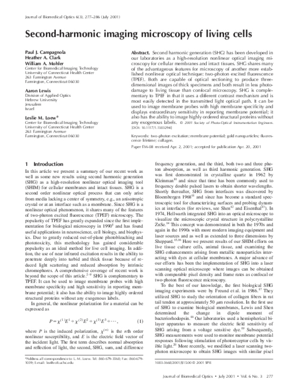 (PDF) Second-harmonic imaging microscopy of living cells