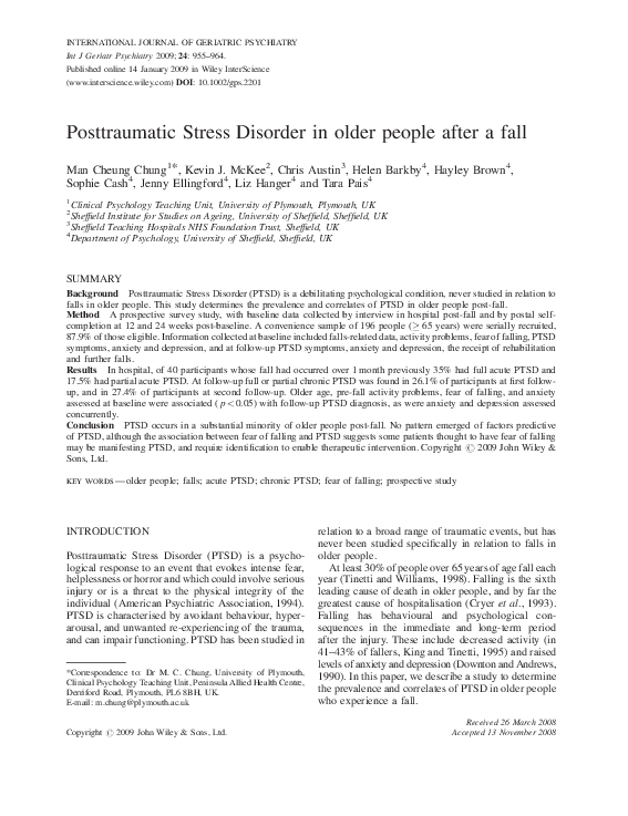 (PDF) Posttraumatic stress disorder in older people after a fall