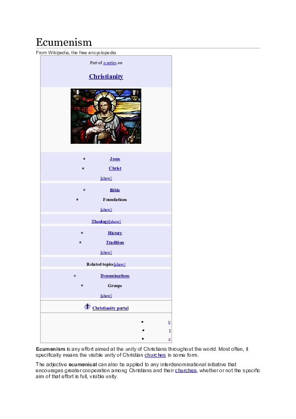 (DOC) ecumenism in today's world