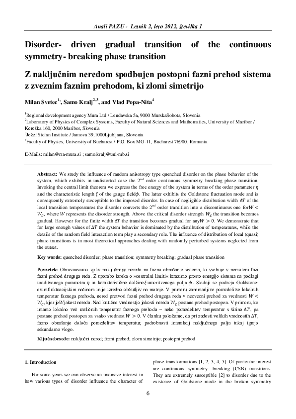 (PDF) Disorder-driven gradual transition of the continuous symmetry-breaking phase transition Z ...