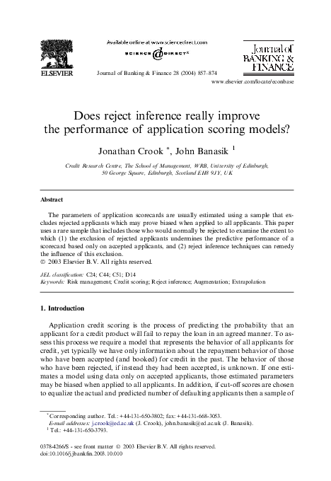 (PDF) Does reject inference really improve the performance of ...