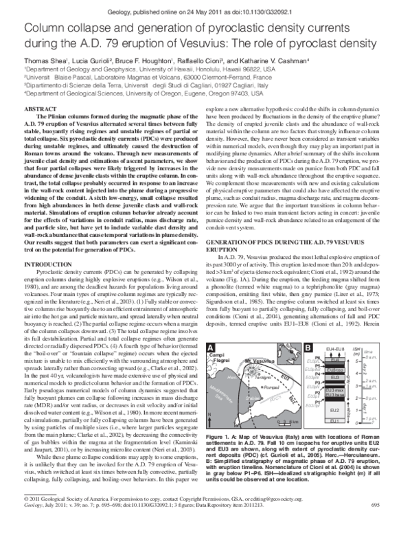 (PDF) Column collapse and generation of pyroclastic density currents ...