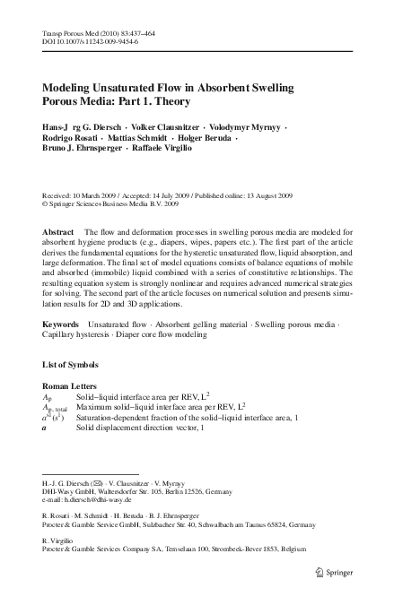 (PDF) Modeling Unsaturated Flow in Absorbent Swelling Porous Media: Part 2. Numerical Simulation