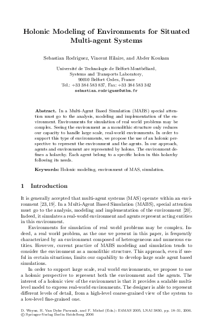 (PDF) Holonic Modelling of Environments for Situated Multi-Agent Systems