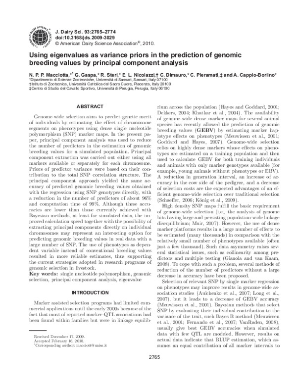 (PDF) Using eigenvalues as variance priors in the prediction of genomic breeding values by ...