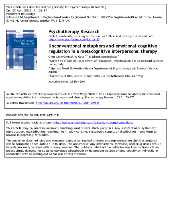 (PDF) 1 Unconventional metaph in cognitive therapy FINAL copy