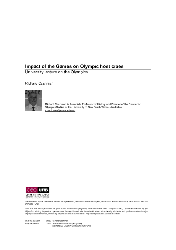 (PDF) Impact of the Games on Olympic host cities