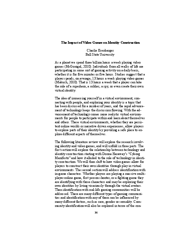 (PDF) The Impact of Video Games on Identity Construction